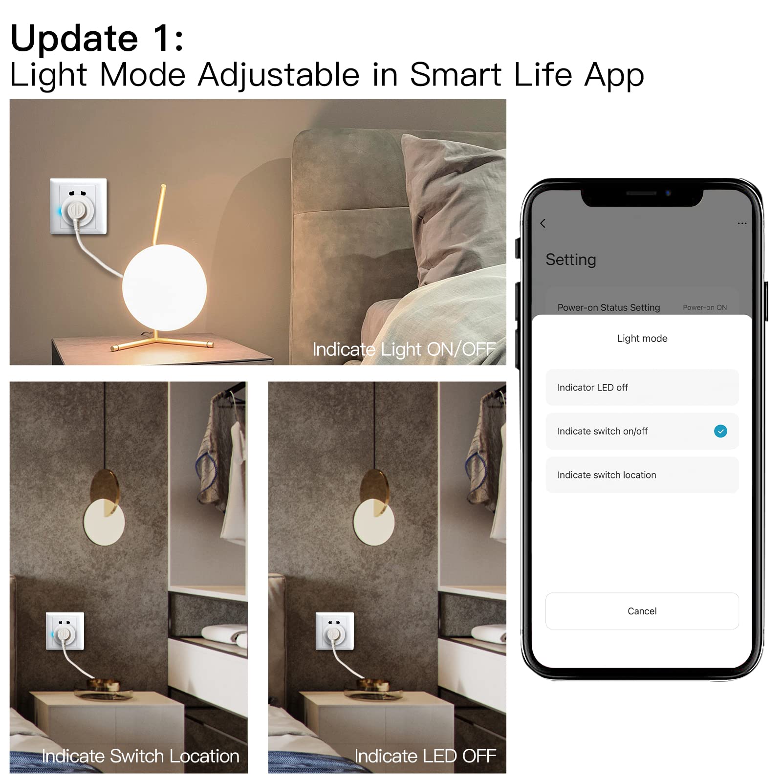 MoesGo WiFi Smart Power Dimmer Plug Socket Brightness Adjust Timer Plug Tuya Smart Life App Compatible for Amazon Alexa Google Assistant Voice Control Mini Smart Home Automation Black