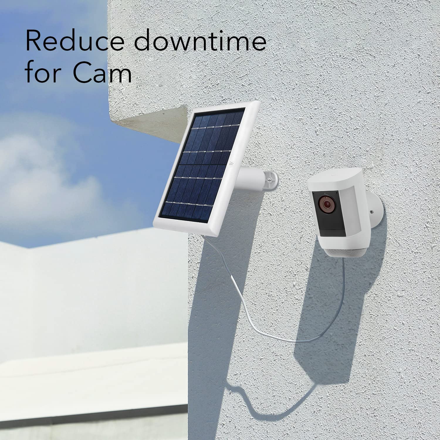 Wasserstein Solar Panel Compatible with Spotlight Cam Plus/Pro and Stick Up Cam Battery - Includes Barrel Plug with USB C Adaptor - 2W 5V Charging (1 Pack, White)