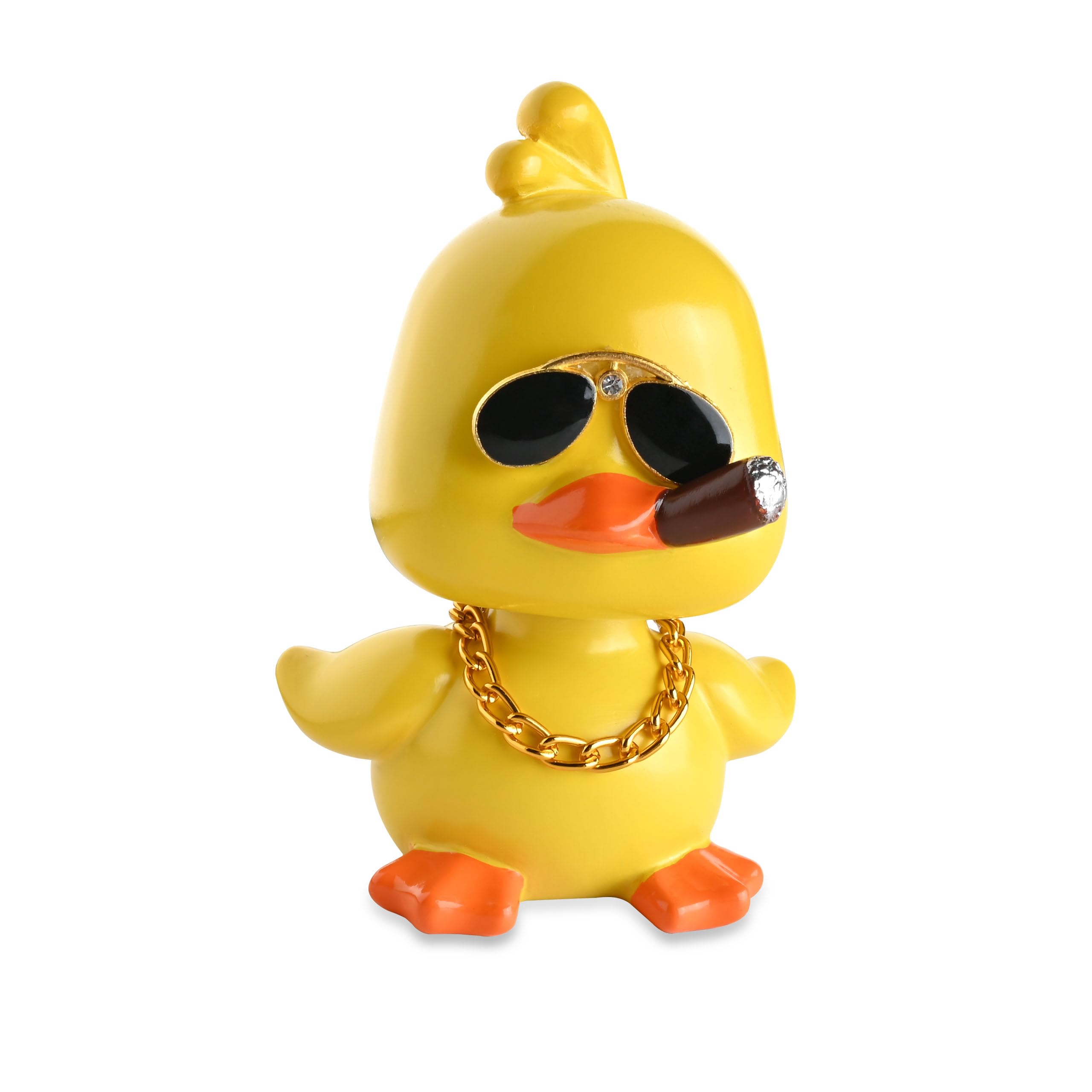 JARHOT Cute Yellow Duck Car Decorations Cool Car Dashboard Ornaments Funny Smoking Car Ducks Cars Shaking Head Doll for Resin Car Decorations Interior