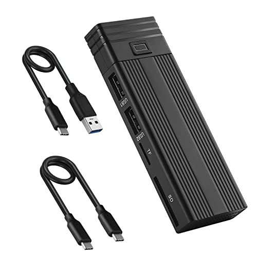 Viupolsor 2 in 1 Type C to M.2 NGFF NVME to USB3.0 3.2 10G SSD Enclosure Solid State Drive Box+HUB