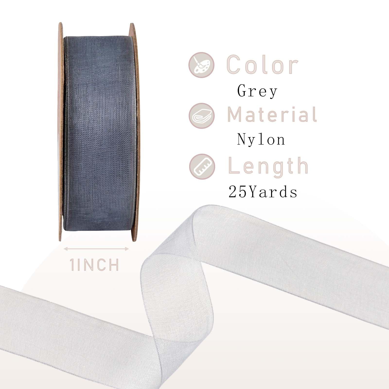 LaRibbons 1 Inch Sheer Organza Ribbon - 25 Yards for Gift Wrapping, Bouquet Wrapping, Decoration, Craft -Dark Rose
