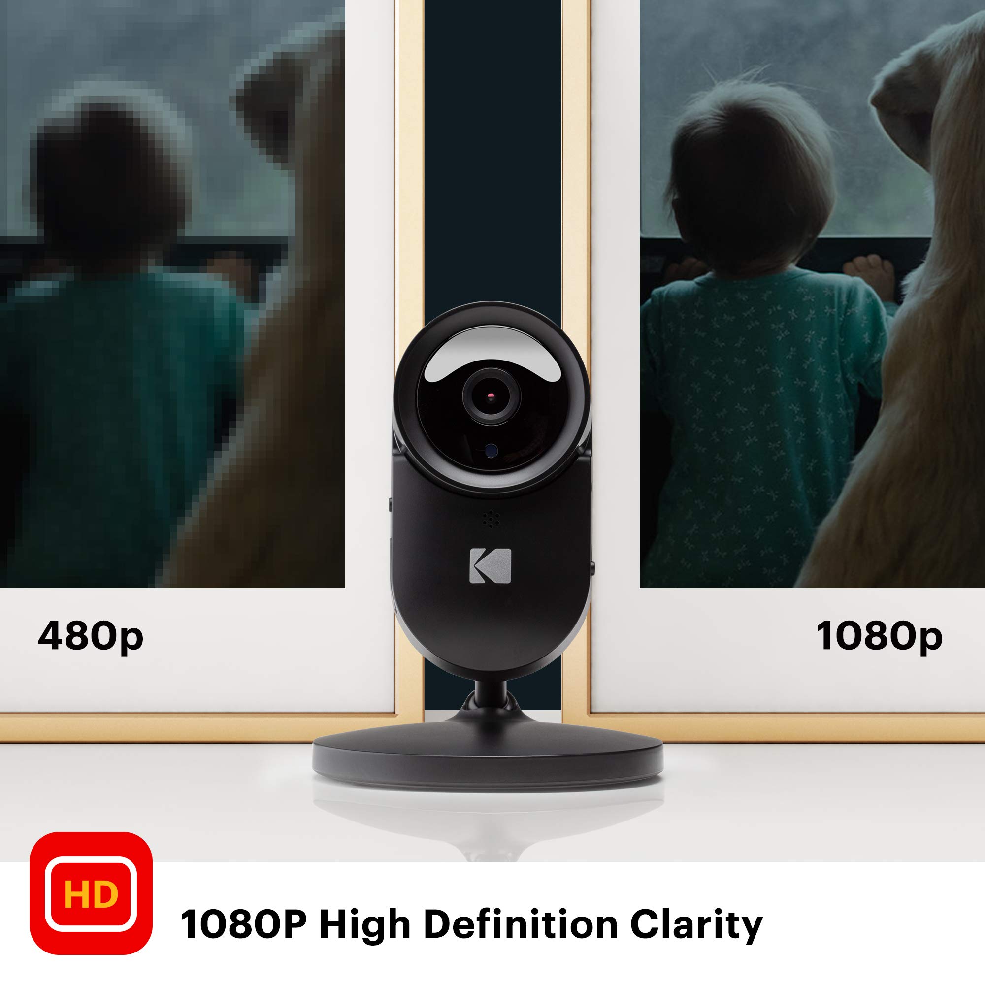 KODAK Cherish F680 Home Security Camera - 1080p HD Camera, Night Vision, 120-Degree View, Rechargeable Batteries and WiFi Mobile App