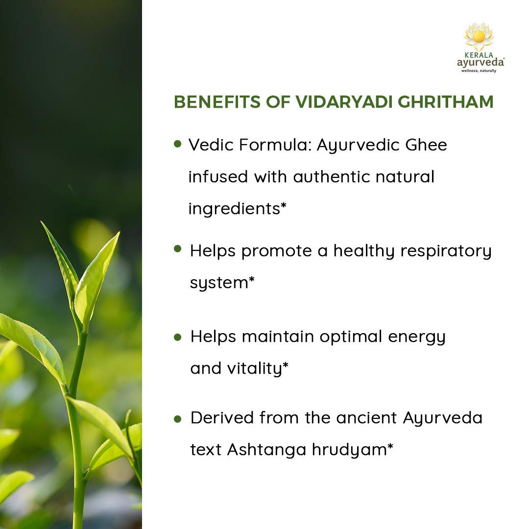 Kerala Ayurveda Vidaryadi Ghritham - Herbal Ghee to Promote Healthy Respiratory System and Maintain Optimal Energy and Vitality, 7.43 Oz