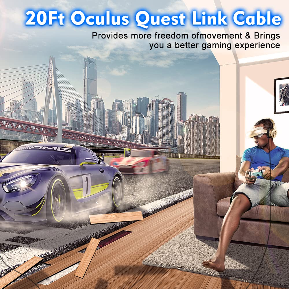 Onvian 20FT Link Cable for Oculus Quest 2, VR Headset Cable for Oculus Quest 2 / Quest 1, USB C 3.2 Gen1 Cable for Quest 2 VR Headset, Compatible with Gaming PC