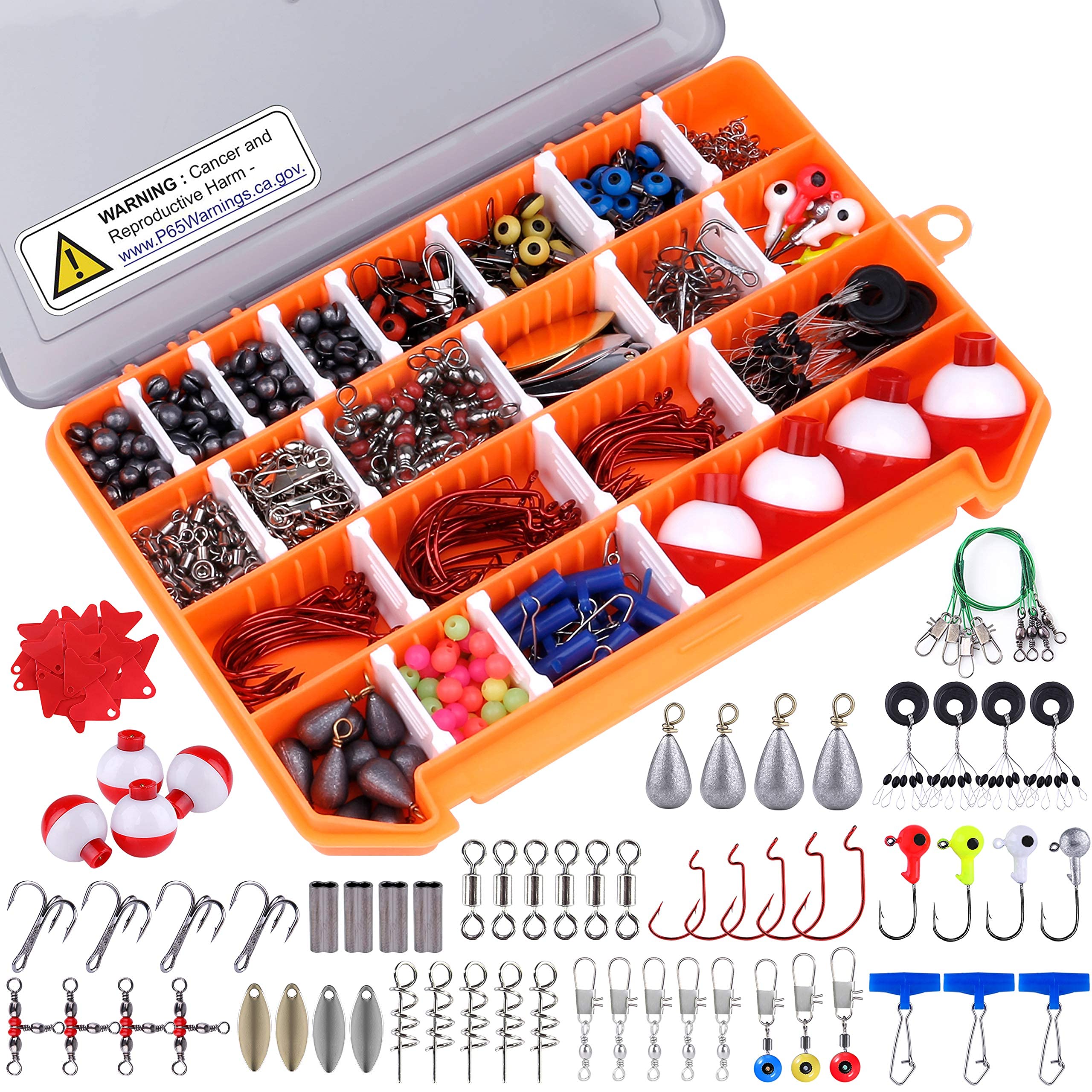 PLUSINNO Fishing Net Fish Landing Net, 263pcs Fishing Tackle Kit with Tackle Box