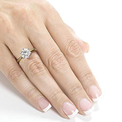 Kobelli Classic Solitaire Round Brilliant Moissanite Engagement Ring 2 Carats 14k Yellow Gold, 4