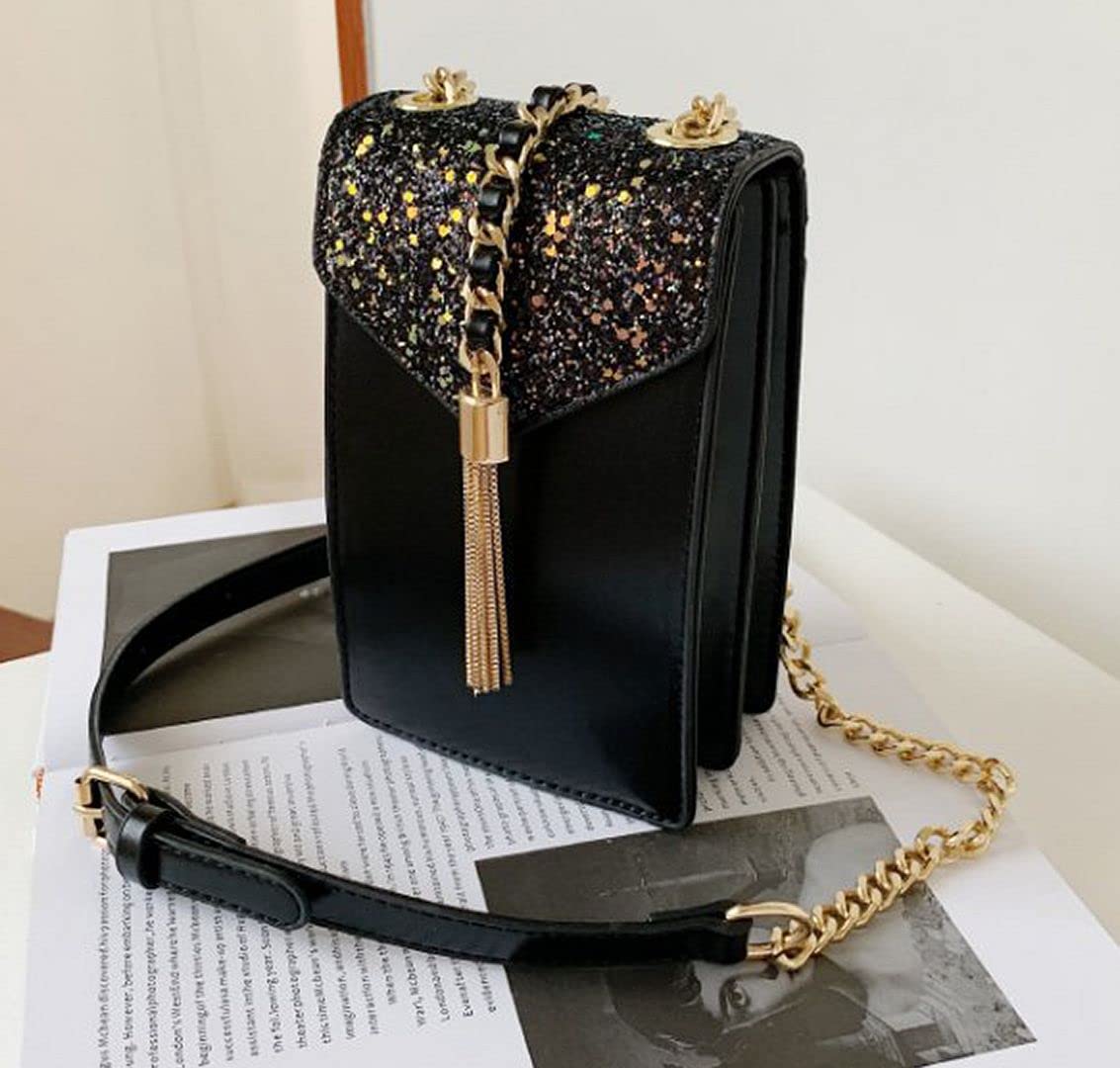 QZUnique Crossbody Phone Bag Tassel Cell Phone Purse Wallet for Women PU Leather Shoulder Bag Handbag