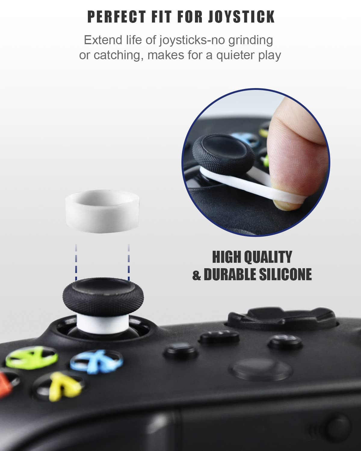 Sehawei Silicone Joystick Protectors, 12 Pcs (White) for Steam Deck/Xbox/PS4/PS5 - Invisible Elastic Protection, Keep Clean, Extend Life of Joysticks, Easy to Install & Remove