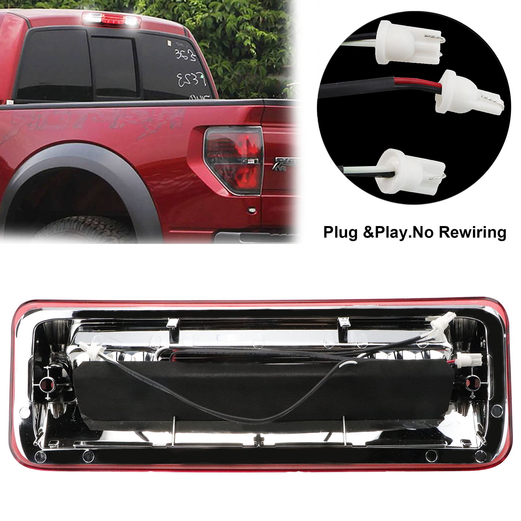 LED Third 3rd Brake Light for 2004-2008 Ford F-150, 2007-2010 Ford Explorer Sport Trac, 2006-2008 Lincoln Mark LT, Rear Cargo Light Lamp Tail light