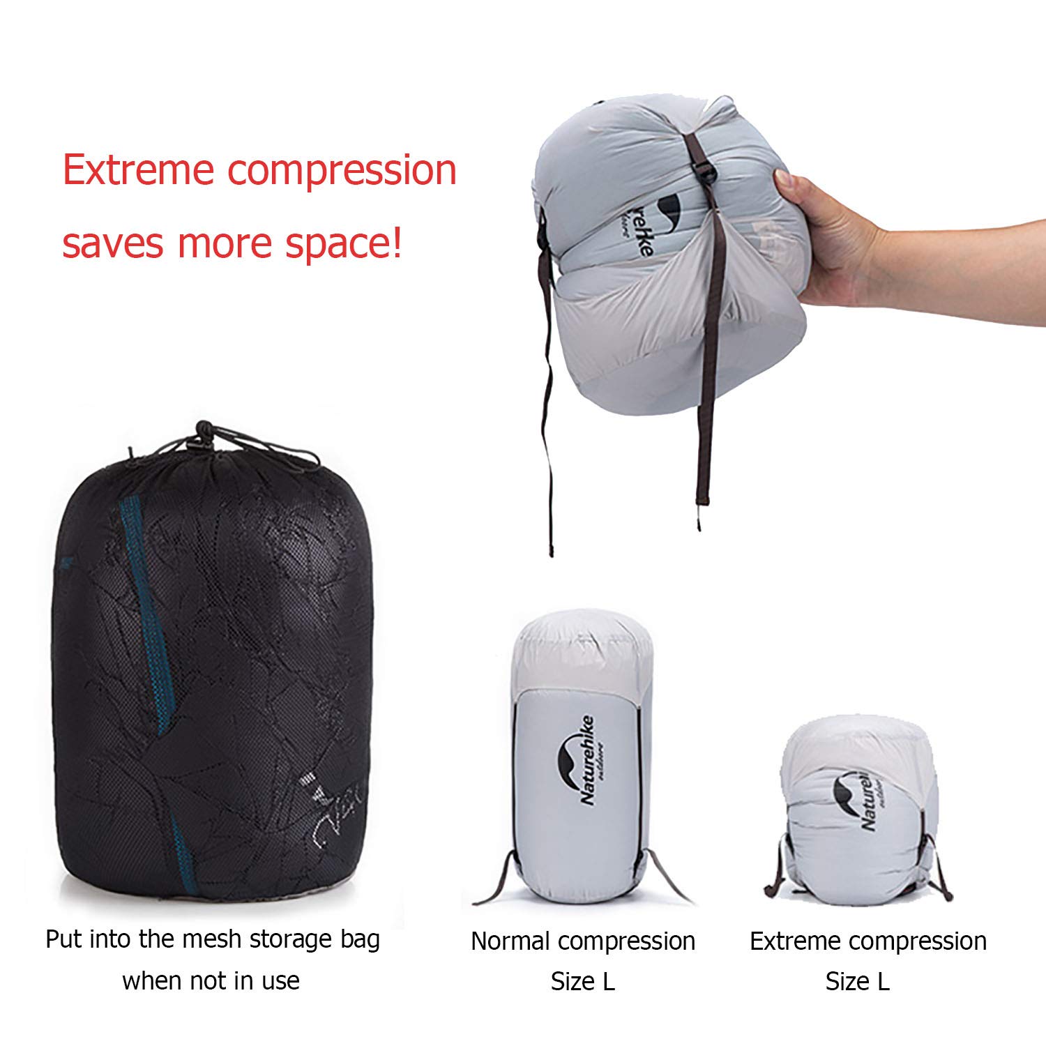 Naturehike Goose Down Sleeping Bag for Adults & Kids 750/550 Fill Power 3-4 Season,Compact Cold Weather Ultralight Portable Waterproof Sleeping Bag for Backpacking Hiking Camping with Compression Sack
