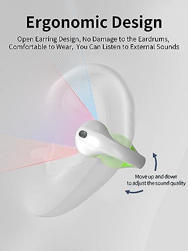 Wireless Ear Clip Headphones - Bluetooth 5.3 Earring Headphones with Mic for iPhone & Android, Open Ear Wireless Earbuds Immersive Superior Sound, 25hrs Playtime Waterproof Sport Earring Earbuds