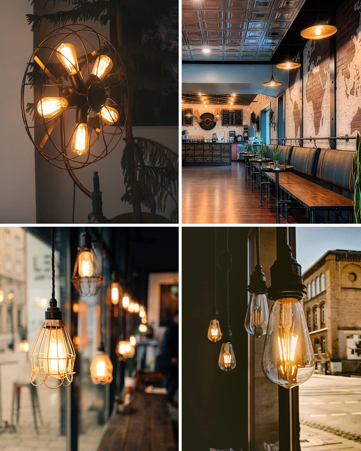 Lepro Dimmable Edison Bulbs 60 Watt Equivalent LED Bulb, Filament Vintage Light Bulbs, 2700K Warm White, E26 Medium Base, ST58 Antique Style, Clear Glass, 4 Packs