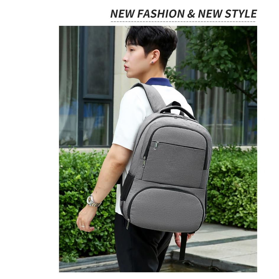 Lunch Backpack, Insulated Cooler Backpack Fits 15.6 Inch Laptop, Water-Resistant Backpack with USB Charging Port for Men, for Work Beach Camping Picnics Hiking,Dark Grey