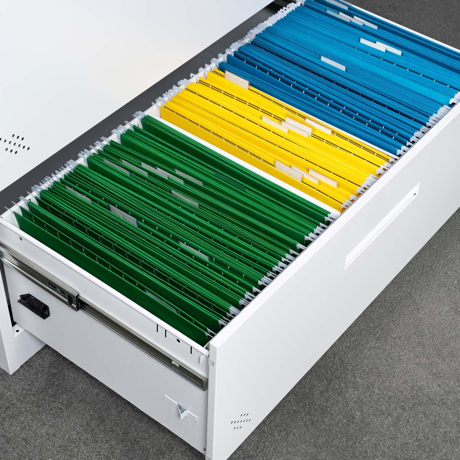 Lateral File Cabinet with Lock, 2 Drawer Large Metal Filing Cabinet, Home Office Lockable Storage Cabinet for Hanging Files Letter/Legal/A4 Size, Large Deep Drawers-Assembly Required (White)