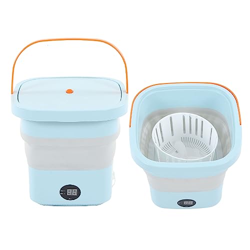 Jiawu Compact Portable Washing Machine, Lightweight Collapsible Bucket Washer with LCD Panel, Ideal for Camping RV Travel Apartment, 6L Capacity (US Plug)