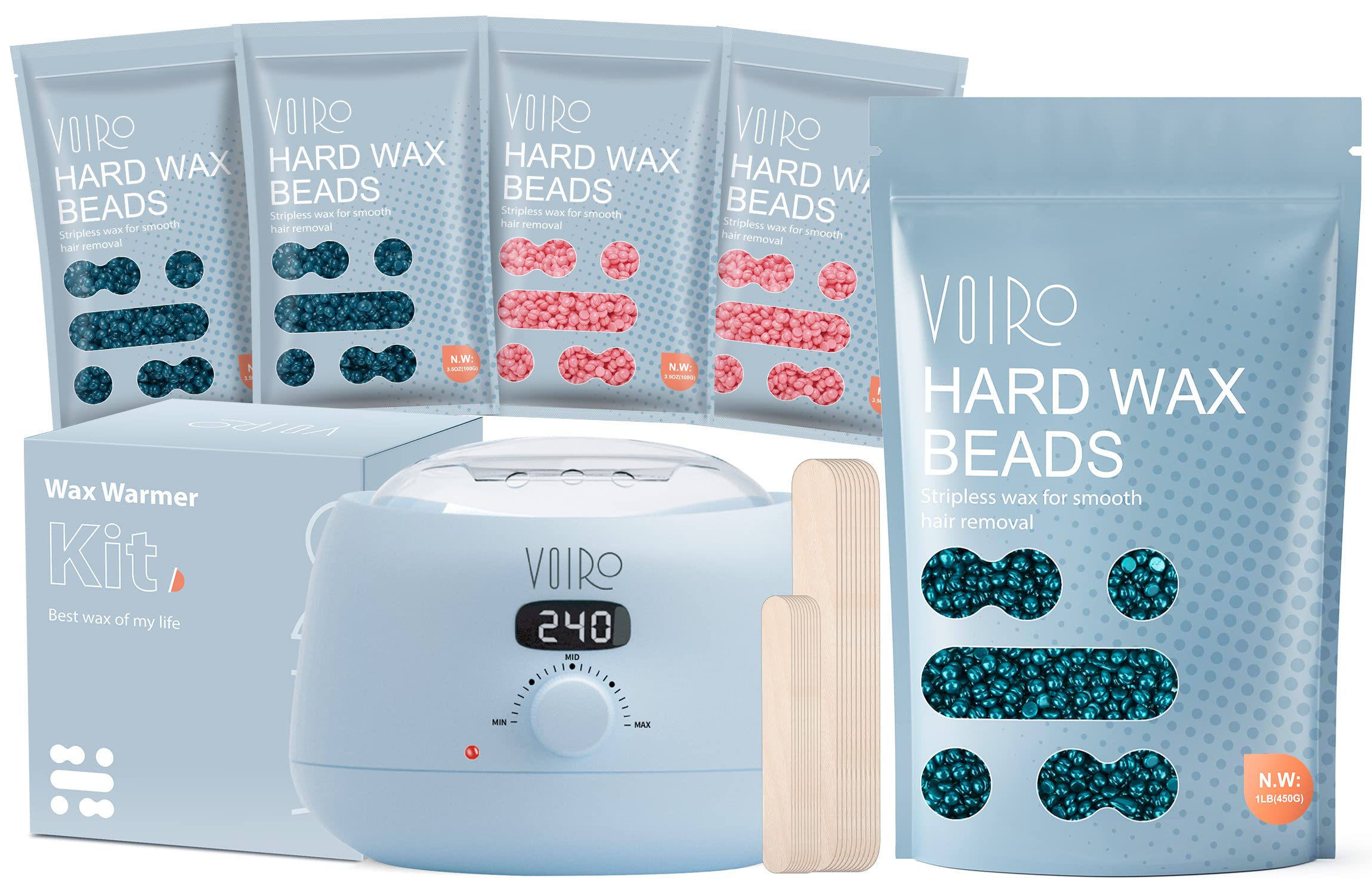 VOIRO Digital Wax Warmer Kit for Hair Removal+1lb Hard Wax Beads Refilling