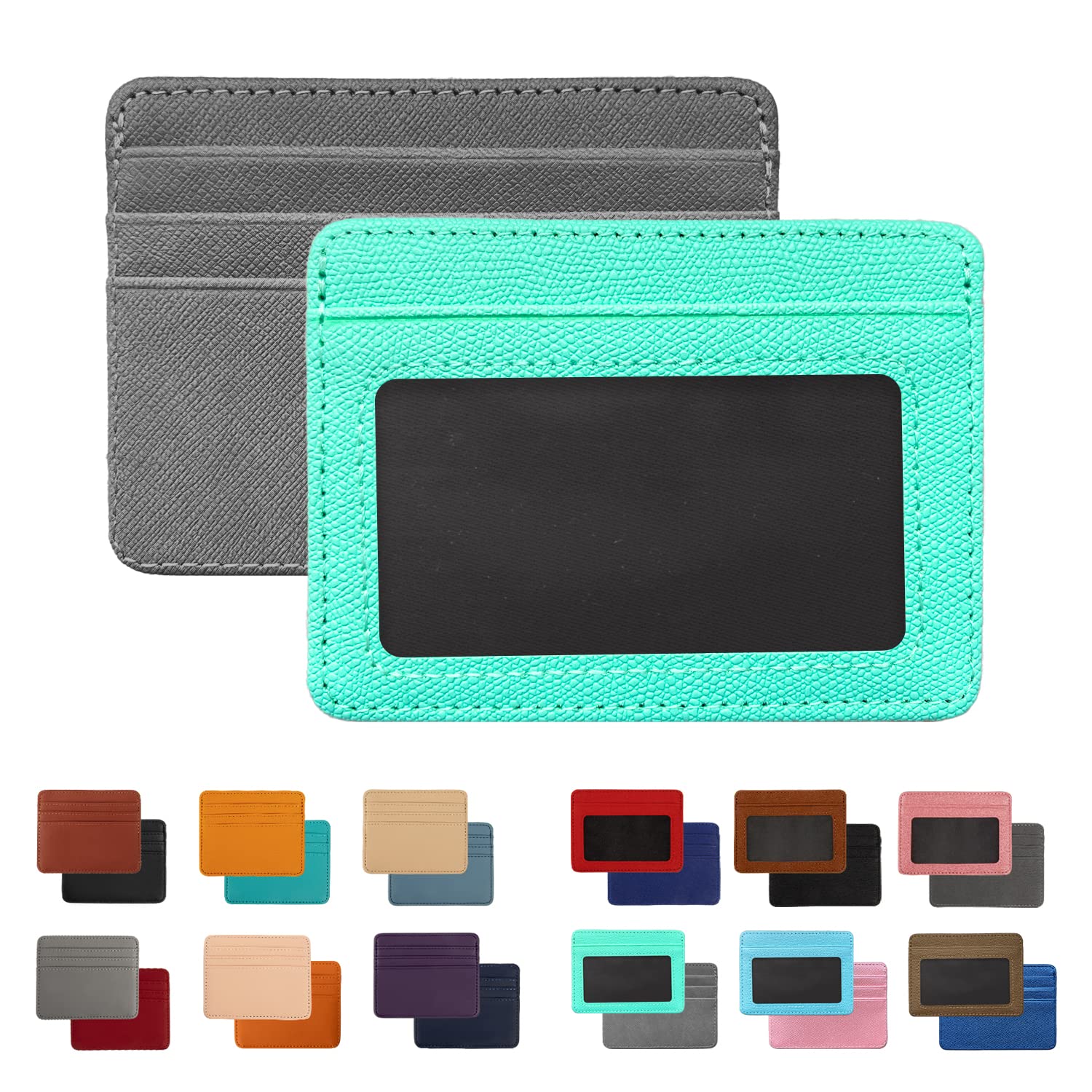Rabbitale 2 Pack Slim Minimalist Wallet, Business Card Case Professional PU Leather, Front or Back Pocket Card Holder Wallet Credit Card ID Case/Holder for Men & Women. (Generation 2 Black & Brown)
