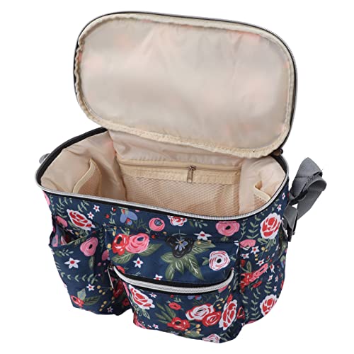 Travel Mommy Bag Diaper Bag Tote Large Capacity Outdoor Multi Functional Hanging Mommy Bag (Flower)