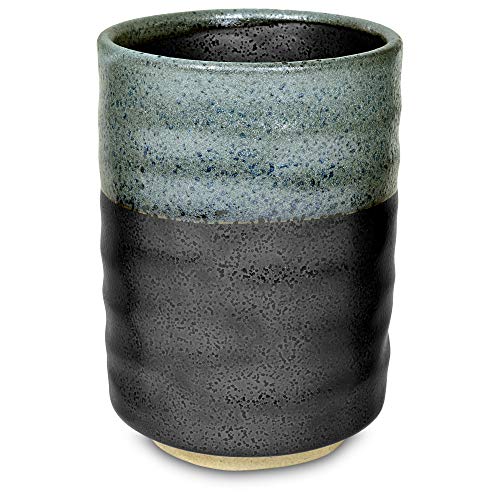 Mino Ware Traditional Japanese Yunomi Tea Cups, Set of 2, Kurosuisho for Green Tea, Matcha Tea 3.14 inch