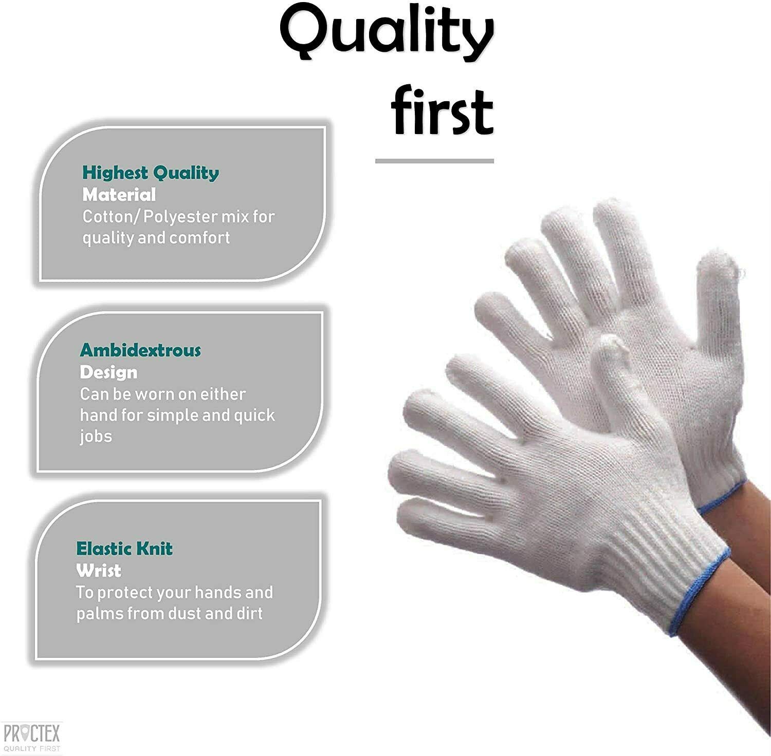 LiZEY 24 Pack Cotton String Knit Cotton Polyester Gloves Plain Seamless Workwear Gloves Protective Industrial Work Gloves (12 Pairs)