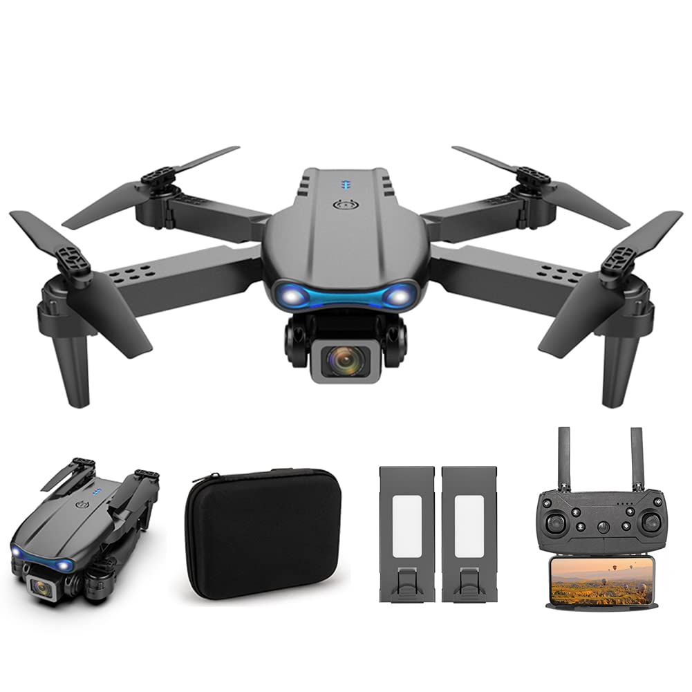 KADOWL Drone for Kids adult with 4K Camera,Remote Control Foldable Drone with Carrying Case,Gifts for Boys Girls with Altitude Hold, Headless Mode, One Key Start Speed Adjustment Auto Hovering, 3D Flips 2 Batteries, Long Endurance, Black