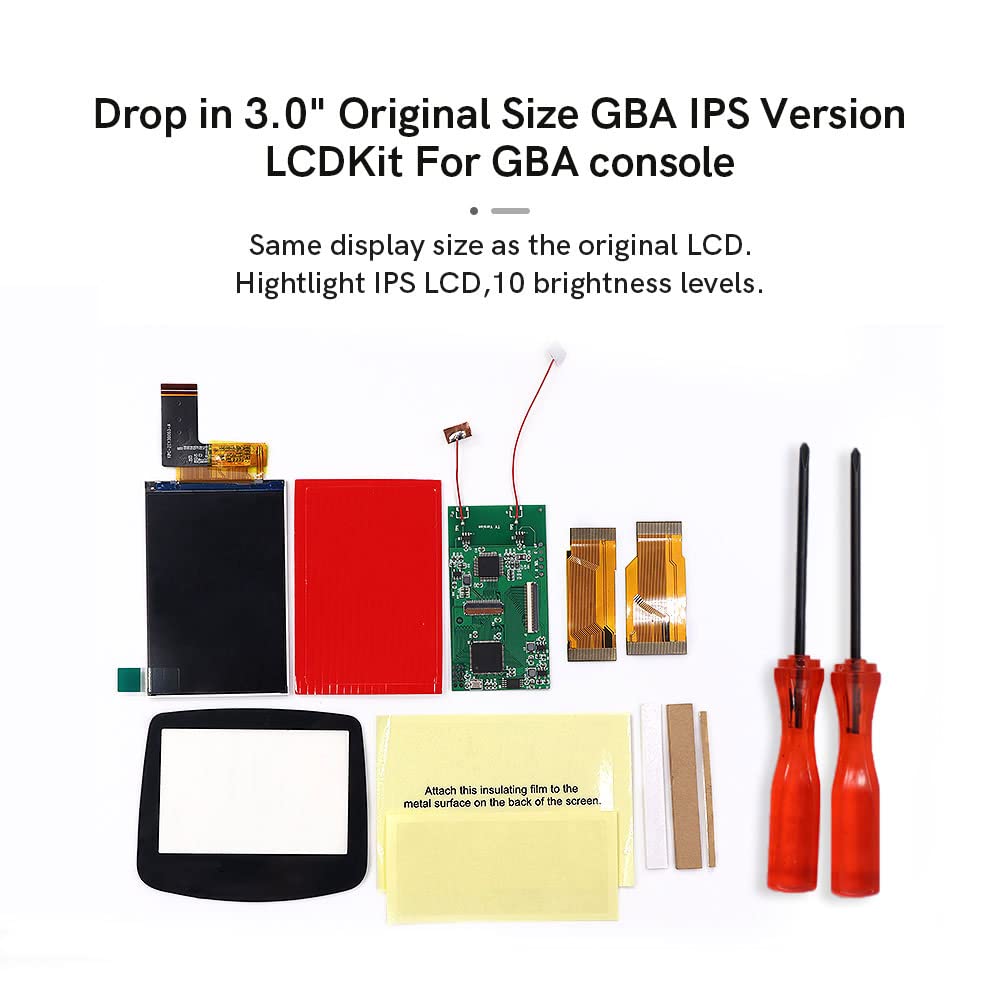 Replacement LCD Screen Customization DIY Accssories Mod Kits, HISPEEDIDO Backlight Display Backlit Plate Compatible with Game Boy AdavanceGBA Console