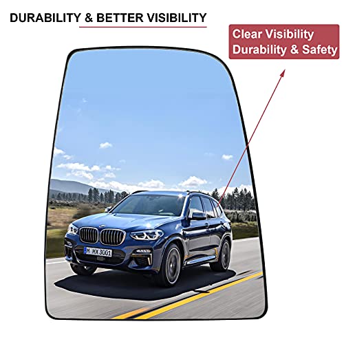 Passenger Right Side Heated Mirror Glass Replacement for 2015 2016 2017 Ford Transit T150 T250 T350 Mirror - Side View Heated Convex Mirror Glass with Rear Holder, Replace CK4Z17K707D