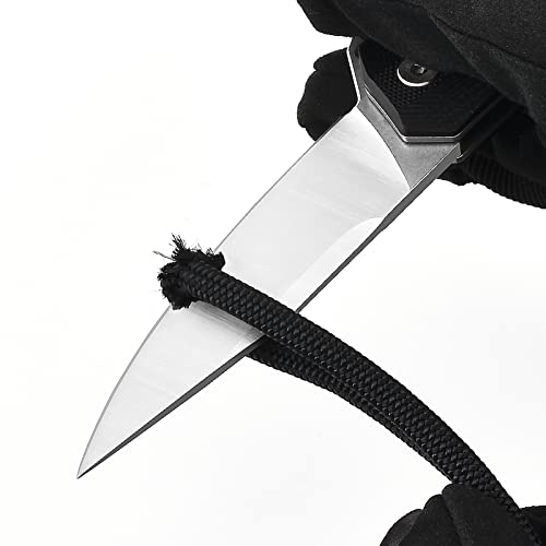 Viwki Pocket Folding Knife, 3.54" inch 8CR14MOV Stainless Steel Blade with G10 Handle and Button Lock for Outdoor Tactical Survival Hunting and EDC 3.7 oz