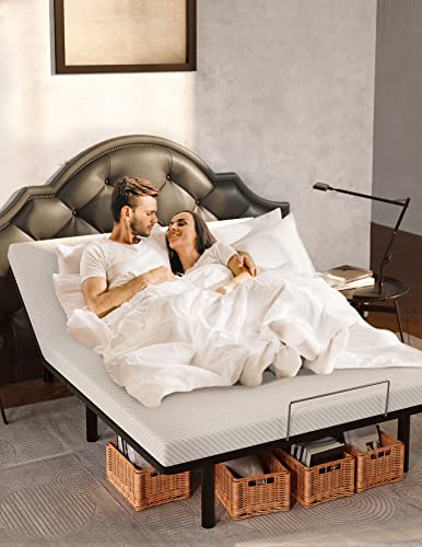 koorlian Adjustable Bed Frame Basic Queen XL, Ergonomic Bed Base with Head and Foot Incline, Zero Gravity, Wireless Remote, Quiet Motor, 12 inch Legs for Storage, 5-Minute Assemble