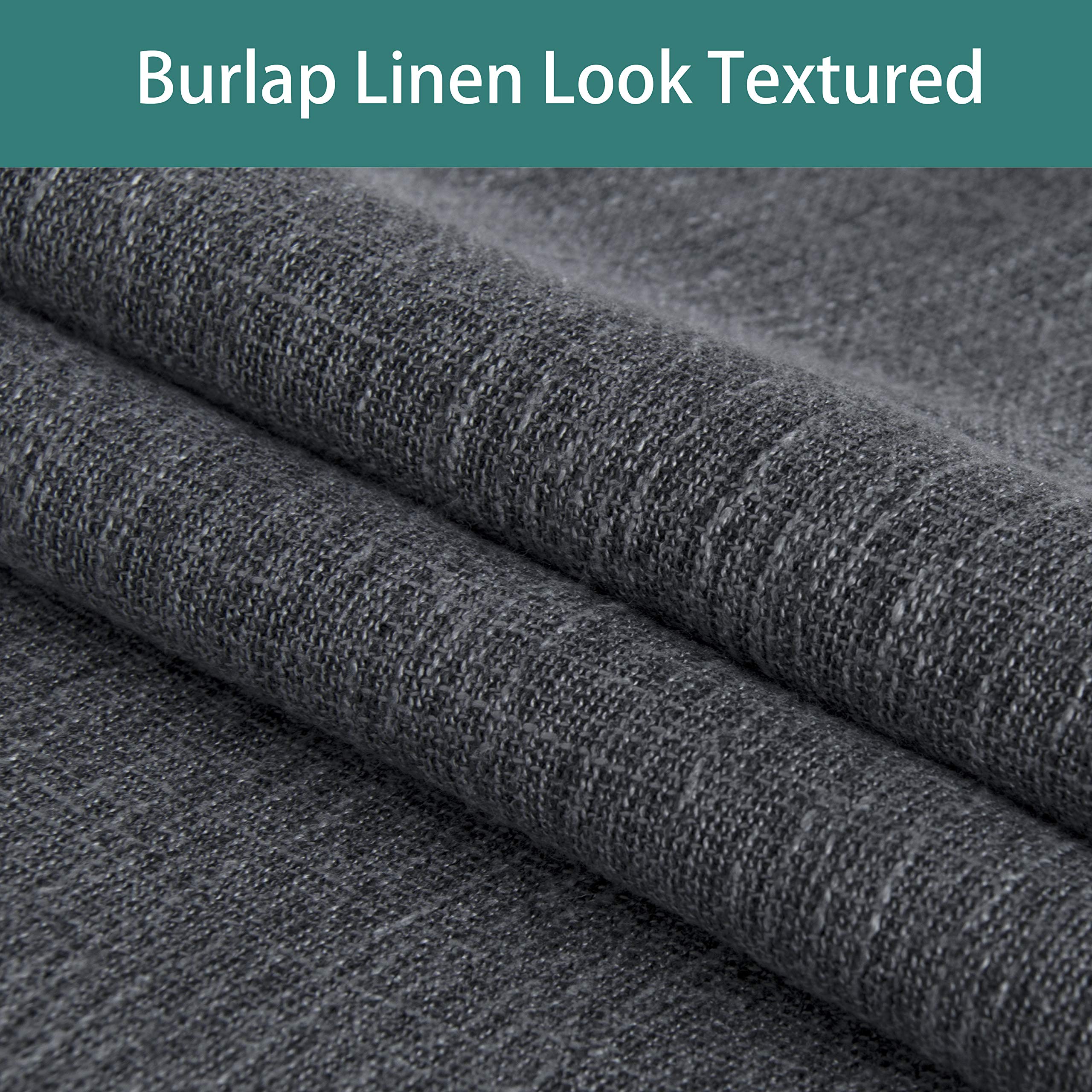 LORDTEX Linen Look Textured Blackout Curtains with Thermal Insulated Liner - Heavy Thick Grommet Window Drapes for Bedroom, 50 x 63 Inches, Grey, Set of 2 Panels