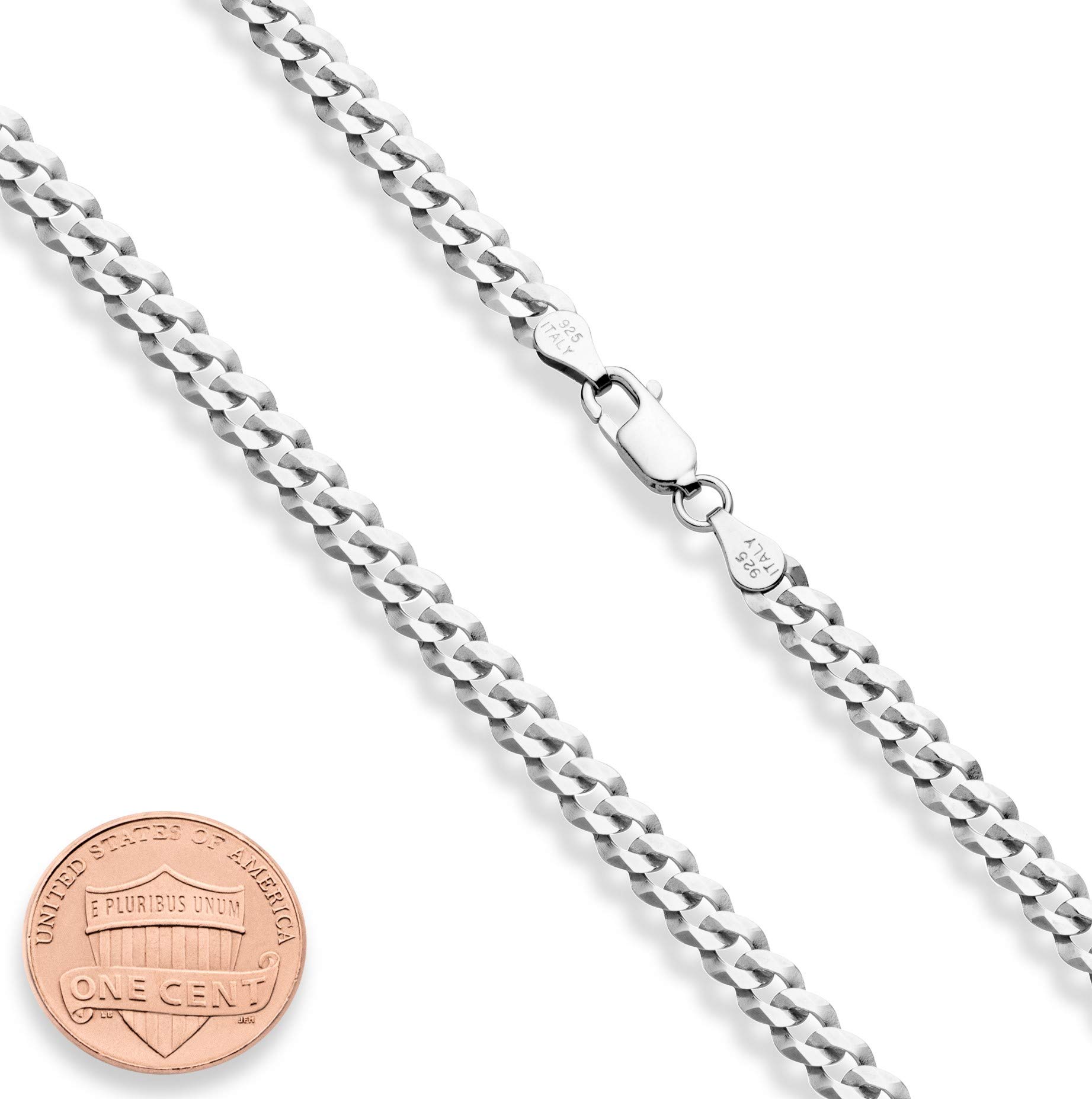 Miabella Solid 925 Sterling Silver Italian 5mm Diamond Cut Cuban Link Curb Chain Necklace for Women Men, Made in Italy (20 Inches)