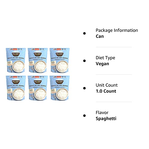 Miracle Noodle Spaghetti Noodles - Shirataki Noodles. Ready To Eat, Konjac, Low Carb, Keto, Paleo, Vegan, Gluten Free, Low-Calorie Pasta - 7 Oz, 6-Pack
