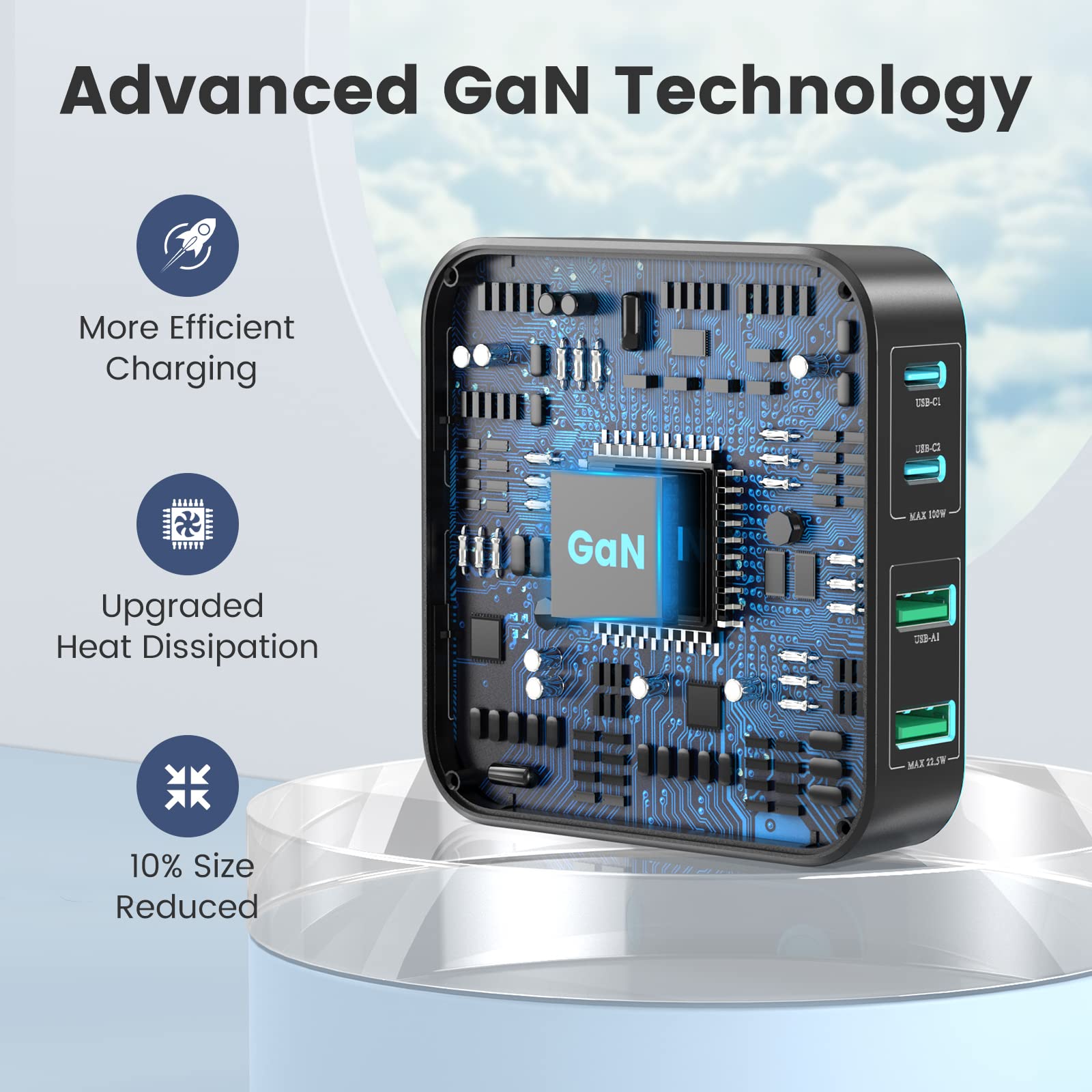 USB C Charger,100W GaN III USB C Charging Station,4 Ports [2USB-C + 2USB-A] Type C Charger Fast Charging for MacBook Pro,iPhone 14 Pro Max/13 Pro Max,iPad Pro,Galaxy S22,Steam Deck,ect