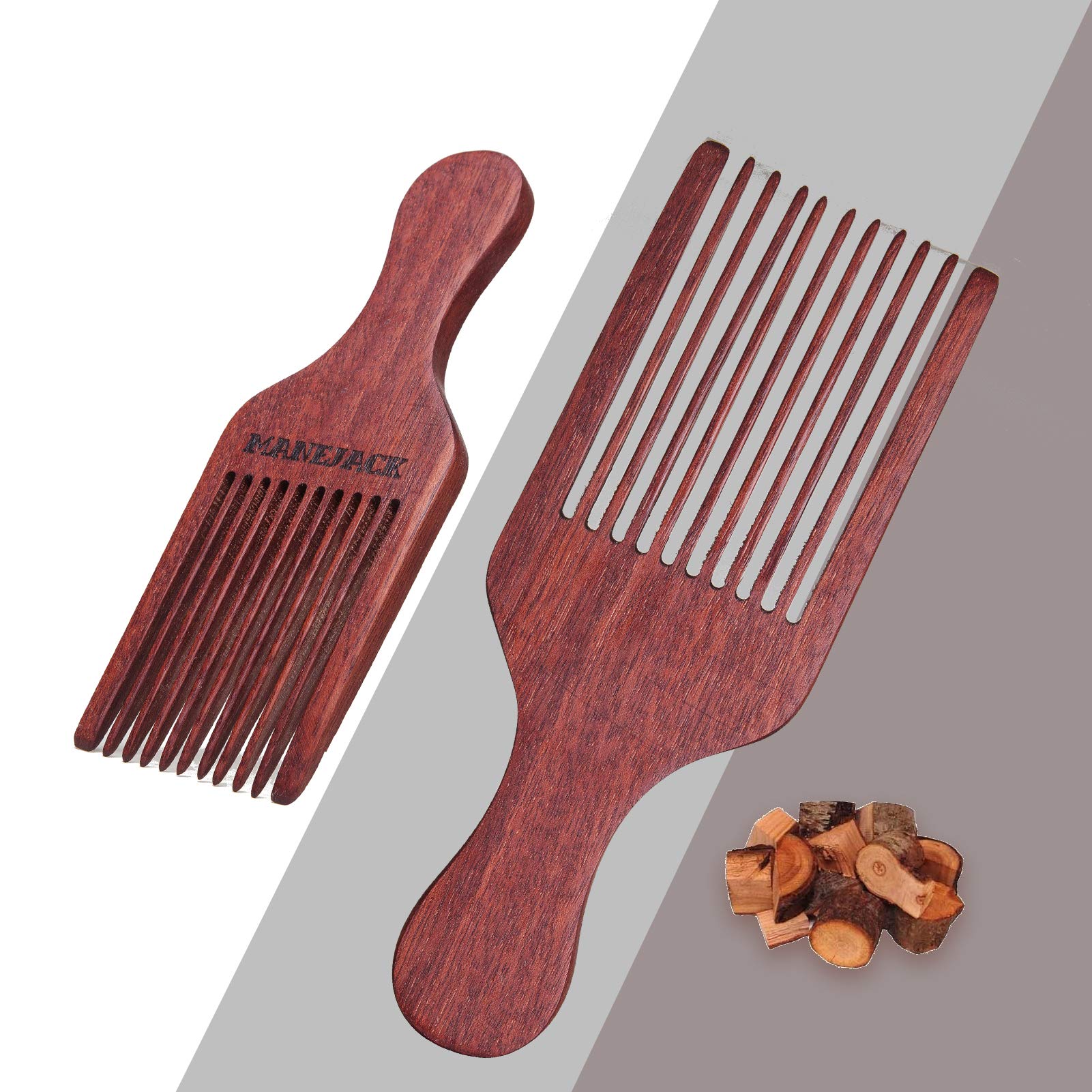 MANEJACK Beard Pick for Men- Wooden Comb Afro Hair Lift Combs