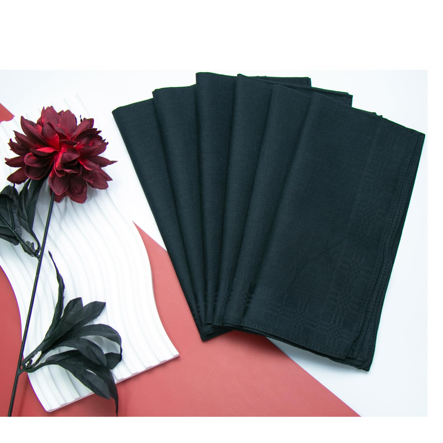 LACS Handkerchiefs Men's Luxury Black 100% Cotton Handkerchiefs Black Hankies