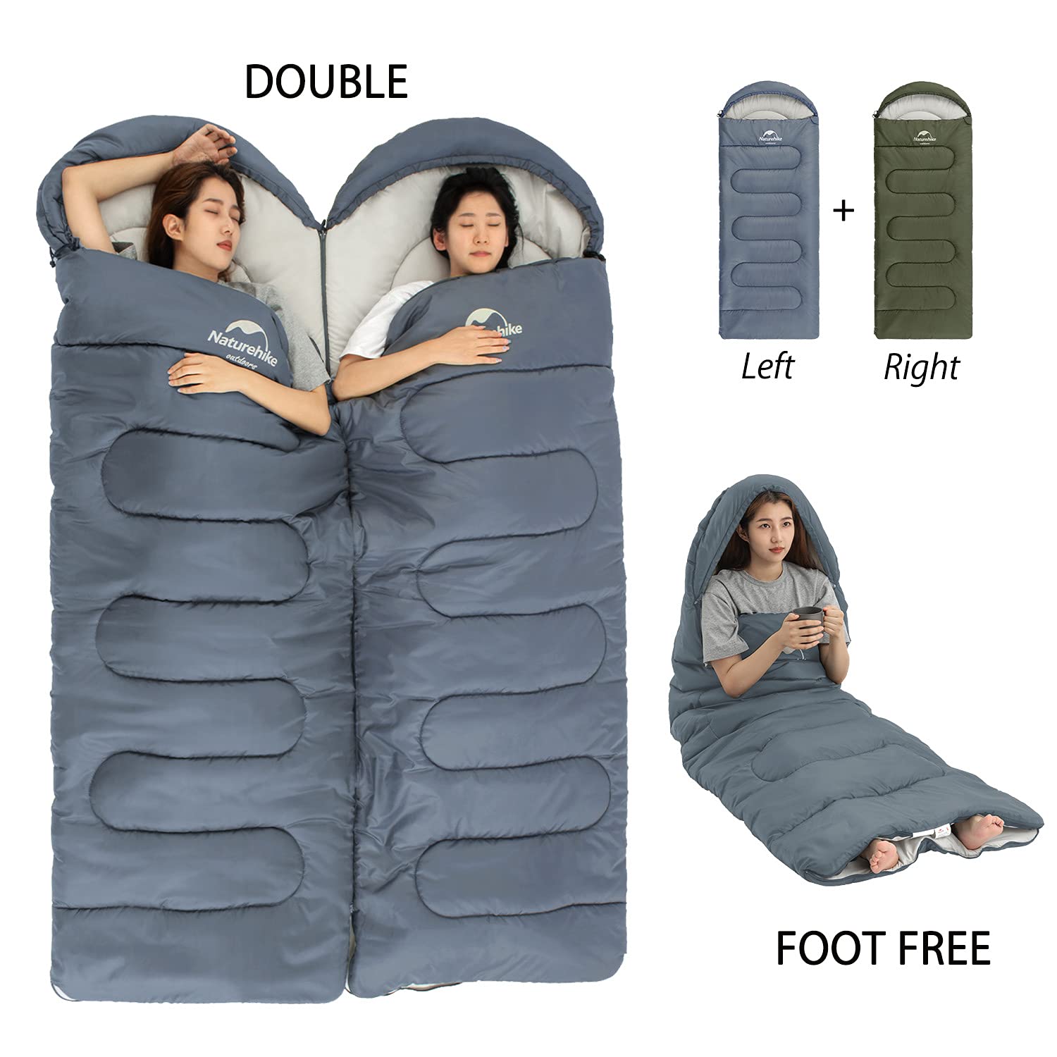 Naturehike Camping Sleeping Bag - Lightweight Waterproof Portable Splicable for Adults 3 Seasons, Hiking/Backpacking/Outdoor and Indoor Used with Storage Sack