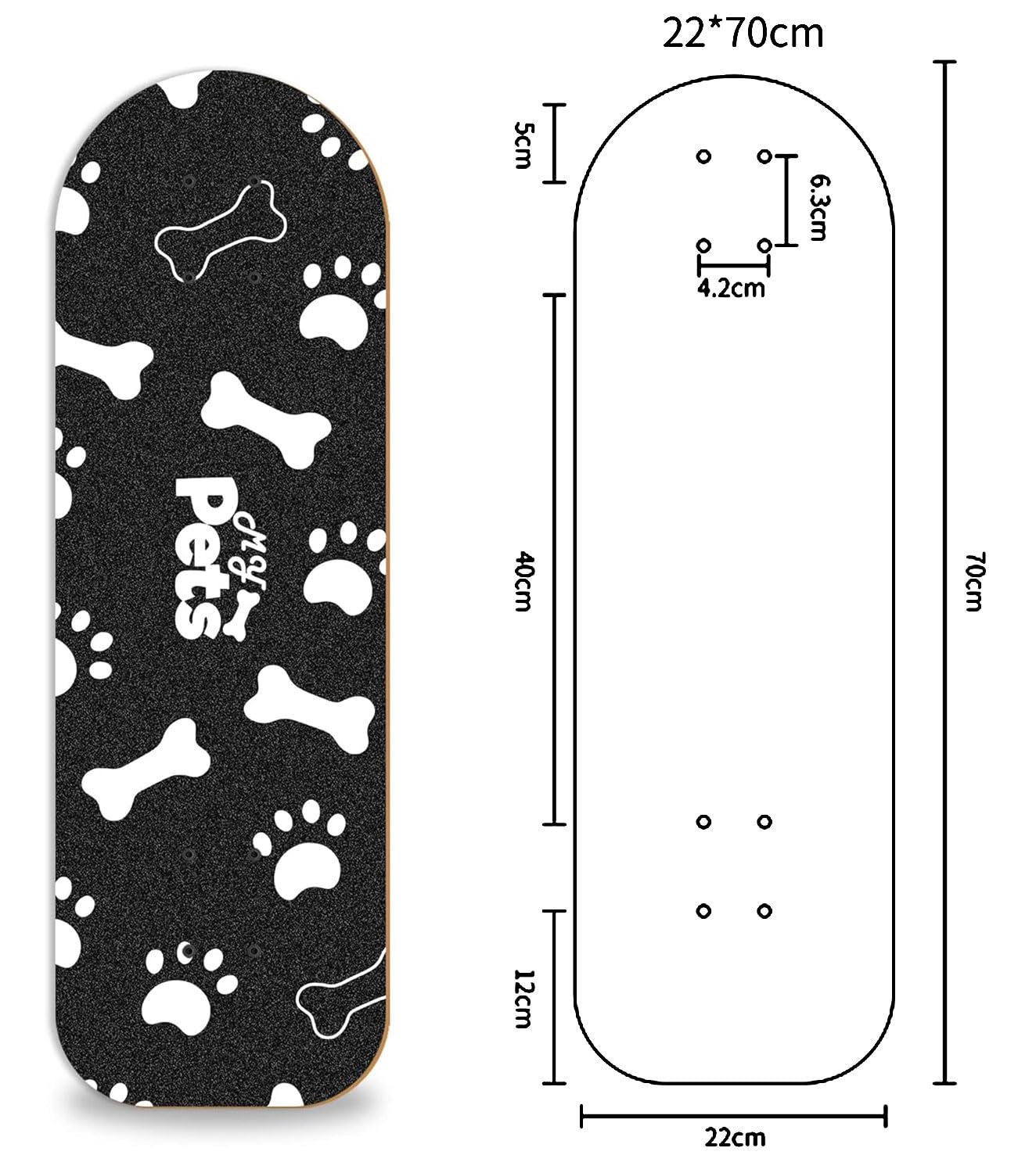 LOSENKA Pet Skateboard Complete Designed for Dogs and Pets (Border Collie)