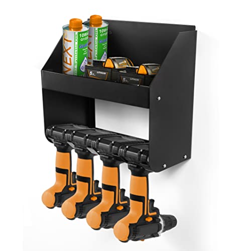 Wallmaster Power Tool Organizer,Wall Mount 5 Drill Holder Rack,Heavy Duty Cordless Drill Storage, Electric Drill Tool Rack, Utility Alloy Steel Tool Storage for Garage, Home, Workshop and Shed