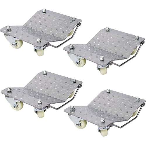 W.Sealet Car Dolly Set of 4, Heavy Duty Dolly 6000lbs Capacity 4 Tire Car Wheel Dolly, Gray
