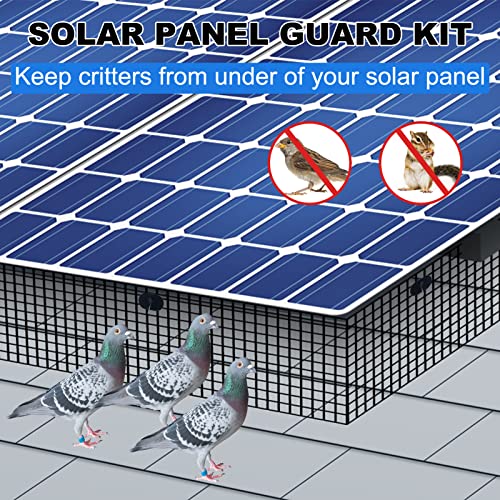 Solar Panel Bird Wire,8inx100FT Critter Guard PVC Coated,Birds from Entering & Nesting Roll Kit/Critter Guard with 70 Fastener Clips Rooftop Solar Panel for Squirrel Bird Critters