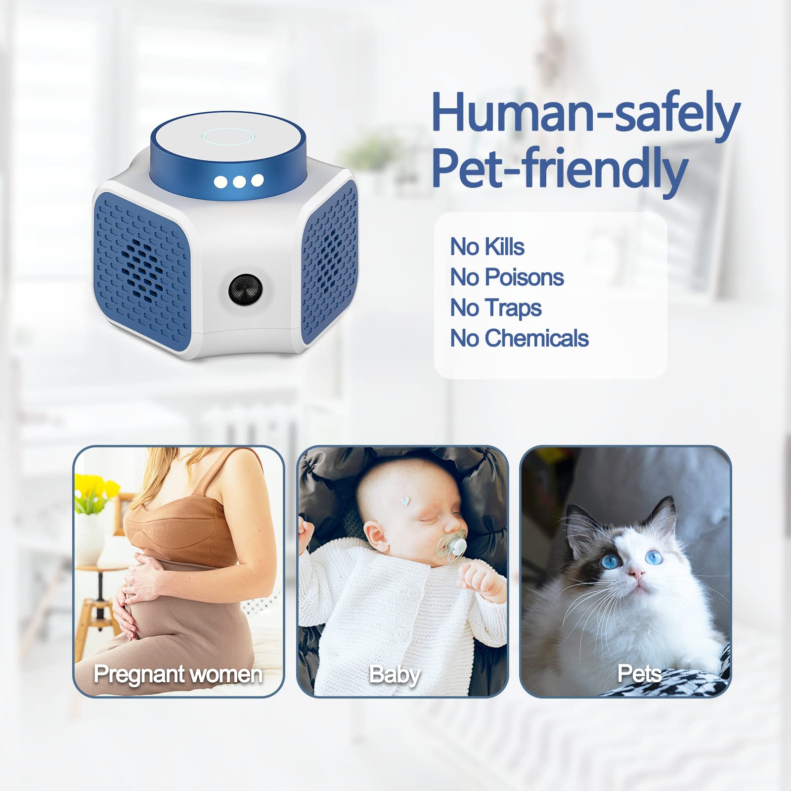 SHTCUS Mice Repellent Plug-ins, Mouse repellent Squirrels Rodent Repellent Indoor Ultrasonic Pest Repeller, Mouse Deterrent Rat Control for Home Attic Garage RV, Blue