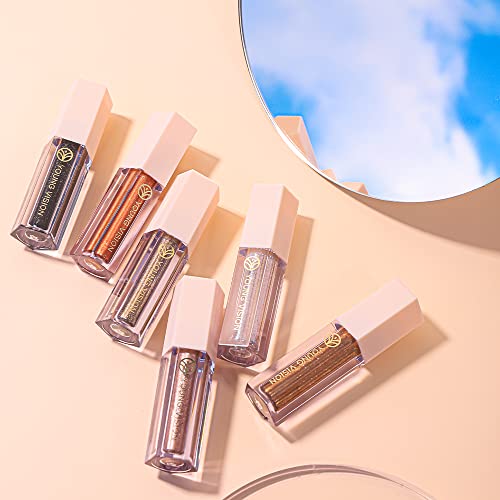 YOUNG VISION Liquid Glitter Eyeshadow, Metallic & Shimmer & Glow Shades,Quick-Drying, Waterproof, Non-sticky,0.17 Fl Oz