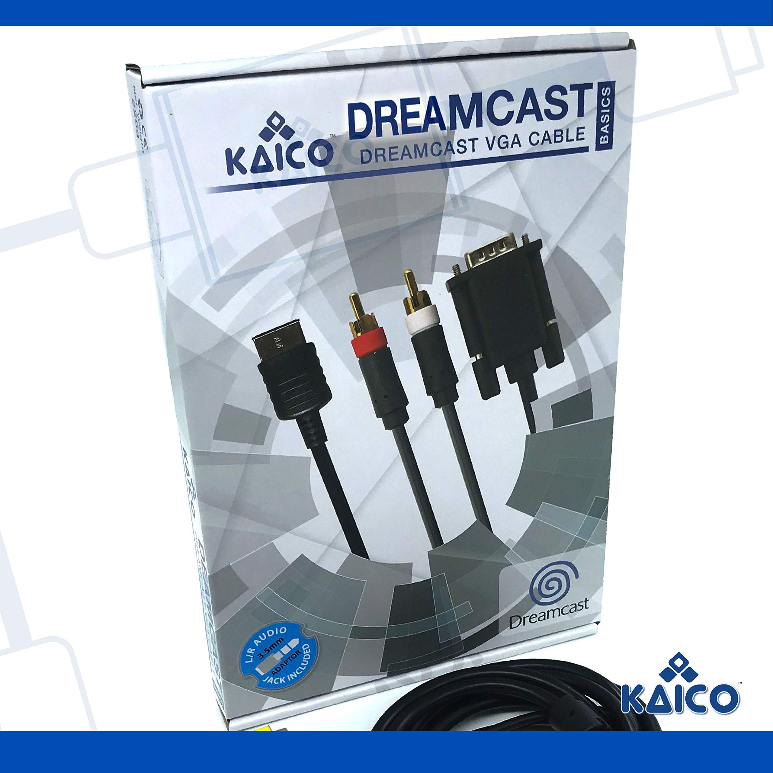 Kaico VGA Cable for use with Sega Dreamcast - Simple Plug and Play VGA Link cable compatible with Sega Dream Cast - VGA 480p Quality Image - AV VGA Cable for use with Sega DC DreamCast