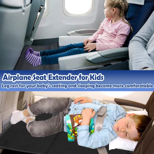 Mity rain Airplane Seat Extender for Kids, Portable Footrest, Baby Airplane Bed with Side Pockets, Flying Travel Essentials with Extended Area 11×4.7 in for Leg Rest & Lie Down(Black)