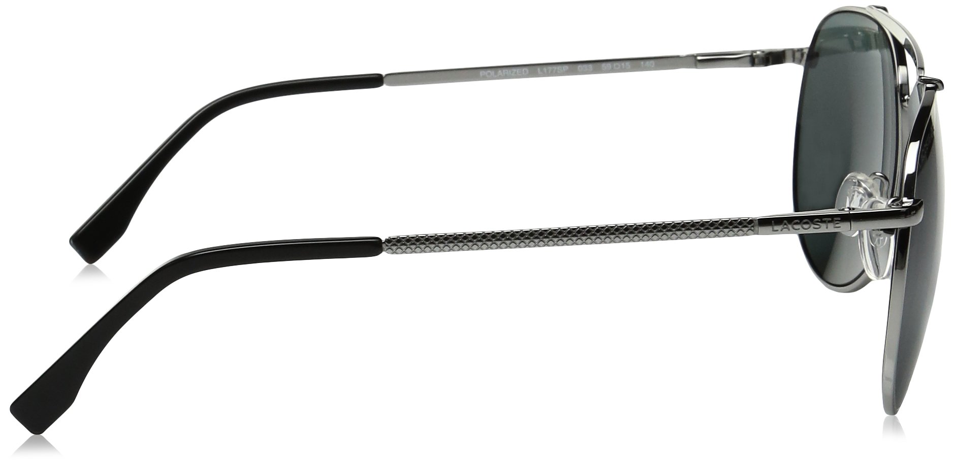 Lacoste Men's L177S Aviator Sunglasses, Gunmetal/Grey Polarized, 59 mm