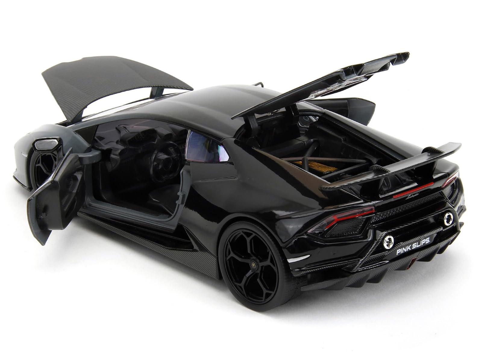 Lambo Huracan Perfomante Gray and Black Gradient with Carbon Hood Pink Slips Series 1/24 Diecast Model Car by Jada 34895