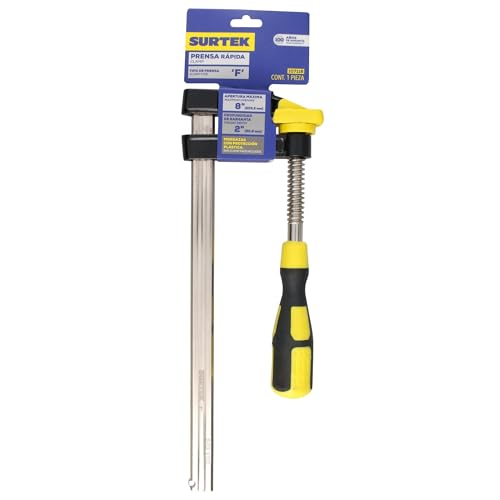 SURTEK Bar Clamp - 8" F-Clamp with Ergonomic Handle & Push-Button Adjustment - 107116