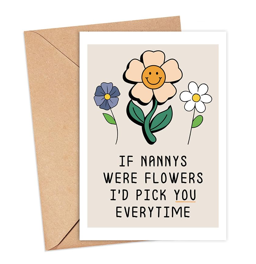 YoungGift If Nannys Were Flowers I'd Pick You Everytime - Nanny Birthday Card - Mother's Day Card For Nanny - Flower Card - Gift For Nanny - Thank You Card For Your Nanny