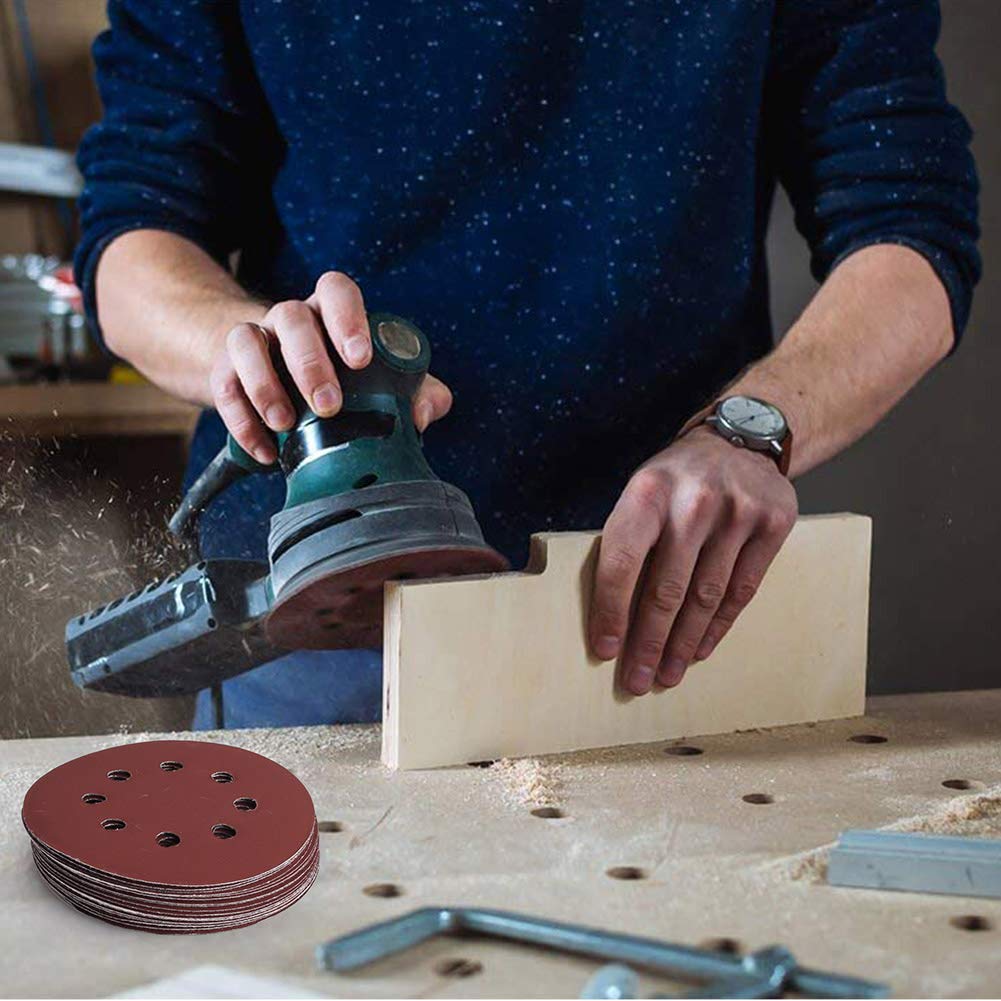 LotFancy 5 Inch 8 Hole Sanding Disc - 60PCS 1000 1200 1500 2000 2500 3000 Grit Assorted, Random Orbital Sander Pads, Hook and Loop Sandpaper