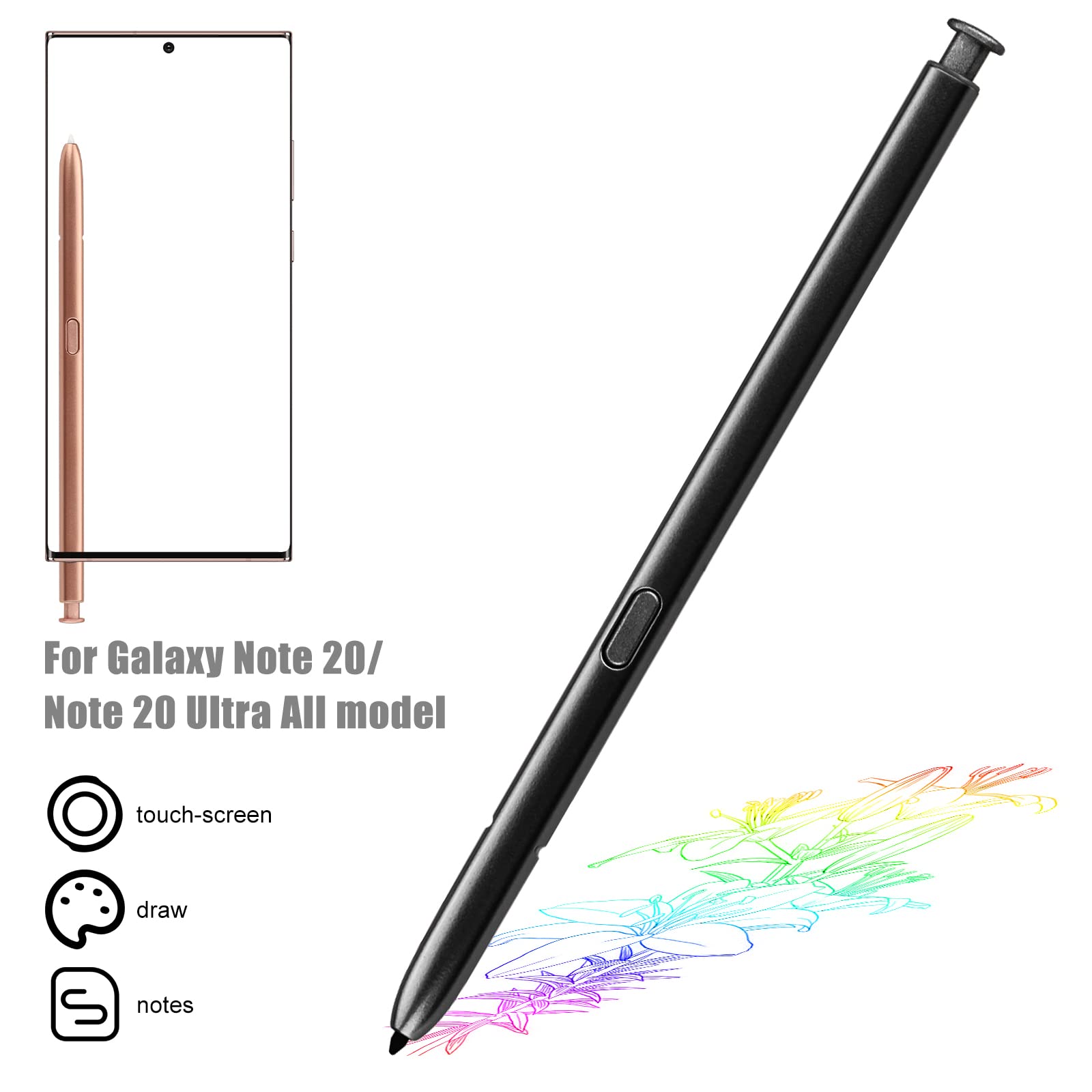 Samsung S-Pen Replacement for Galaxy Note 20 and Note20 Ultra 5G S Pen Stylus, Bluetooth (EJ-PN980), Includes Microfiber Cloth - Bulk Packaging - (Copper)